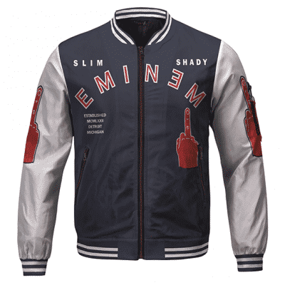 Detroit Rapper Slim Shady Eminem Middle Finger Varsity Jacket