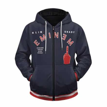 Detroit Rapper Slim Shady Eminem Middle Finger Zip Up Hoodie
