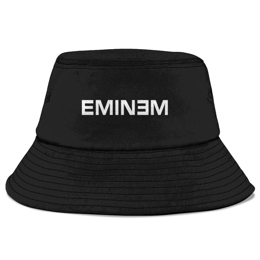 American Rapper Eminem Minimalist Name Logo Black Bucket Hat